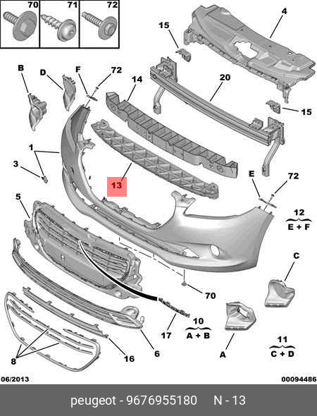 Front Lower Bumper Reinforcement Support Original For Peugeot 301 – N ...